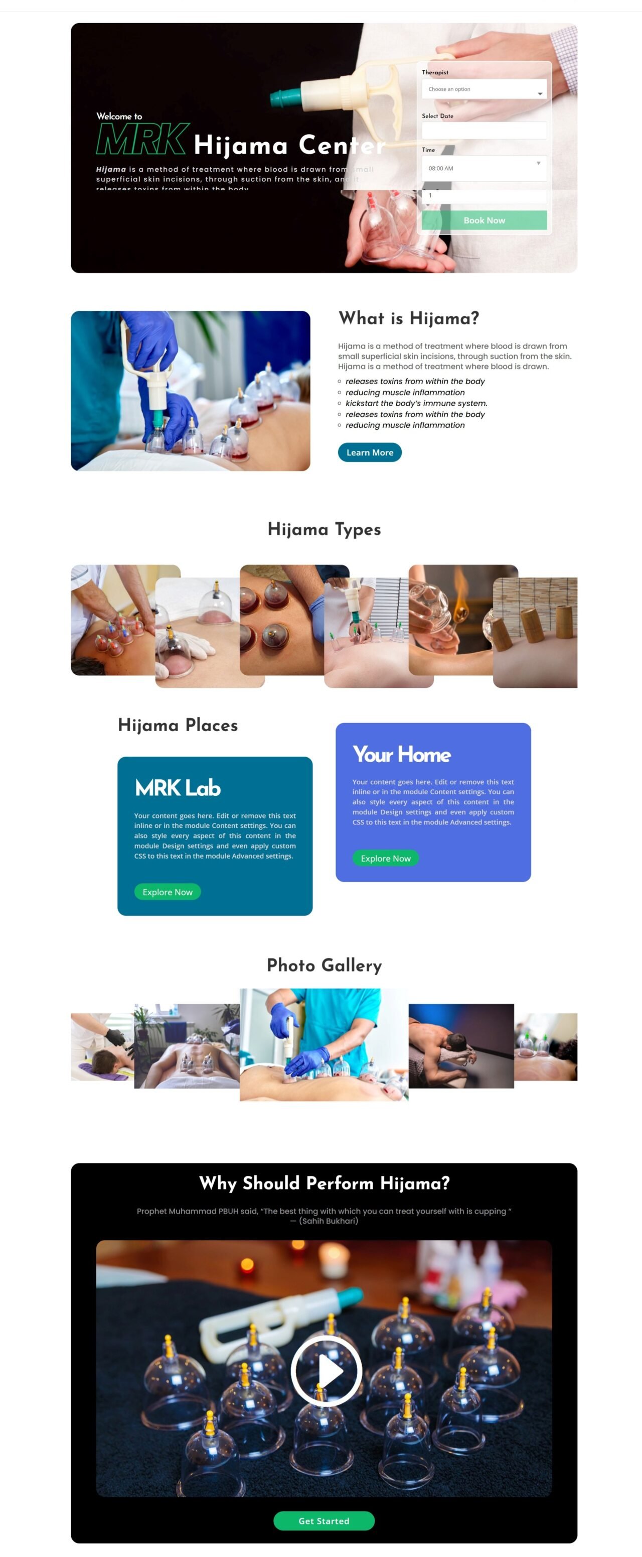 Hijama cupping therapy booking landing page design | Manjur Rosid